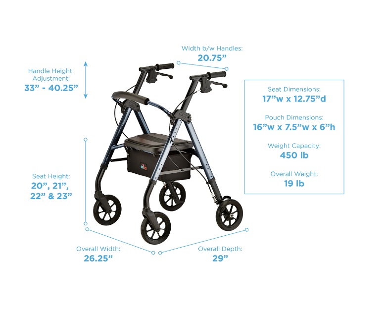 STAR 8 DX Rollator Walker Heavy Duty Extra Wide www.LaserPlusImaging.com