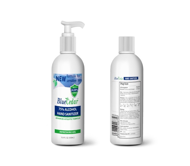 BLUE CEDAR 16.9 OZ GEL HAND SANITIZER WITH PUMP, EA www ...